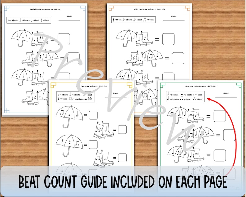 Rhythm Worksheets for Spring: Adding Note Values With Music Math ...