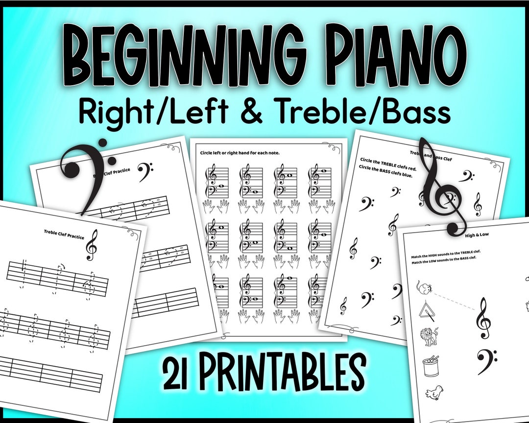 Beginning Piano Lessons: Theory Worksheets for Right/left Hand and ...