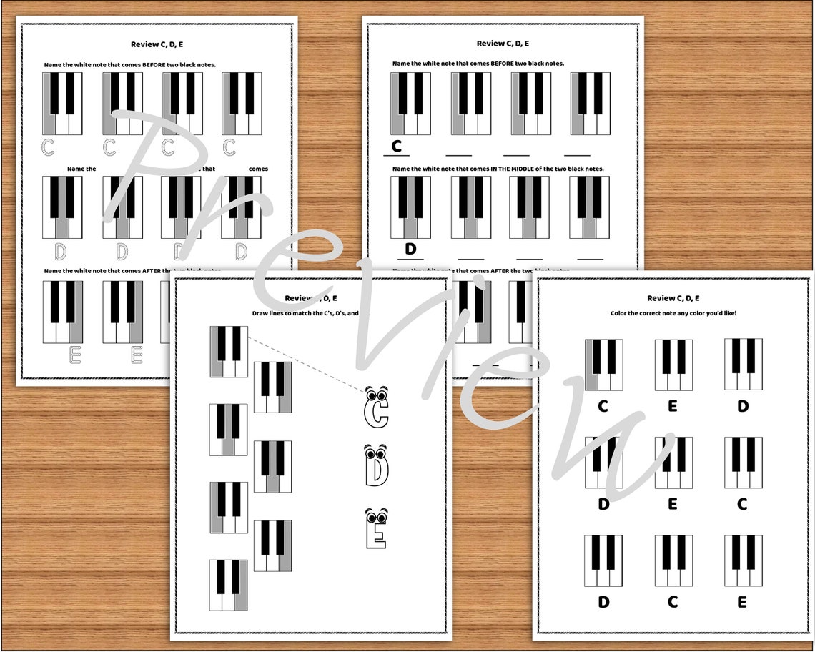 Preschool Piano Worksheets: Activities to Practice Finding CDE ...