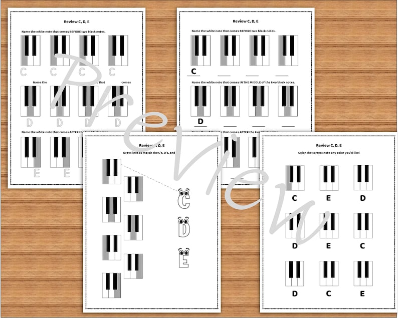 Preschool Piano Worksheets: Activities to Practice Finding CDE ...