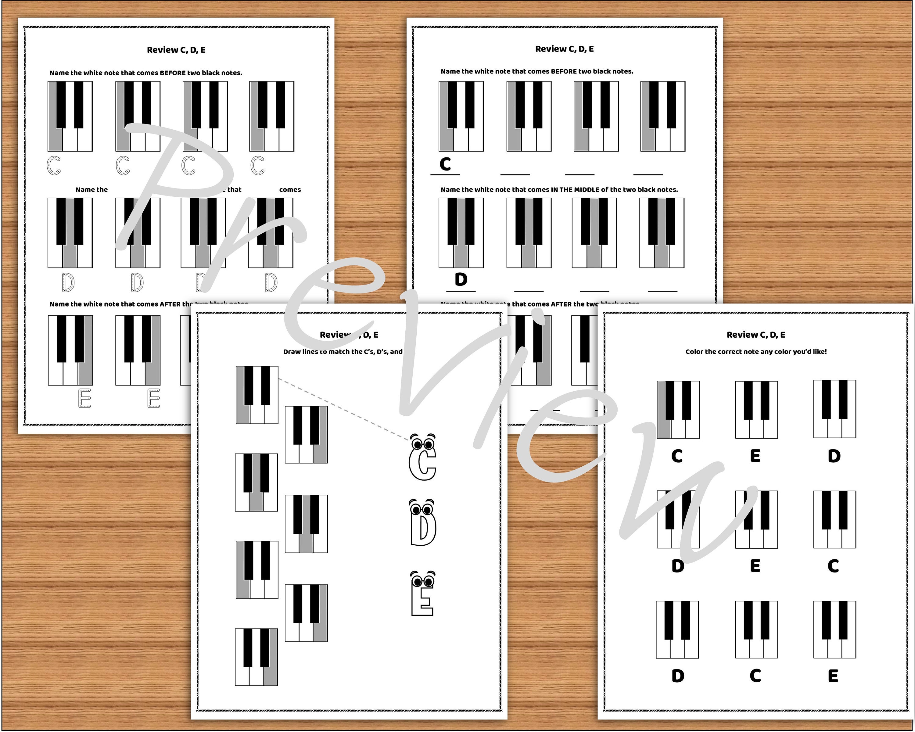 Preschool Piano Worksheets: Activities to Practice Finding CDE ...