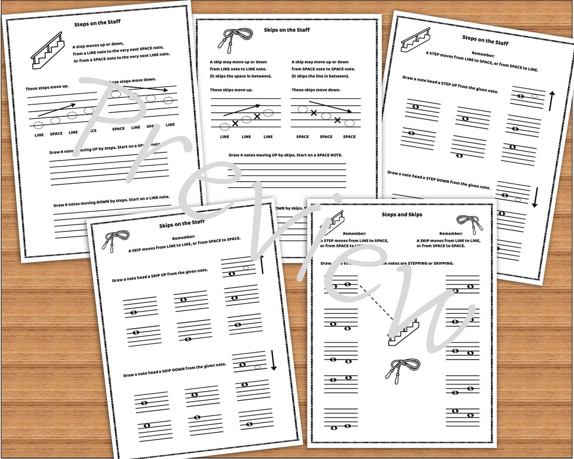 Steps and Skips - Elementary Music Theory, Beginning Music Worksheets ...