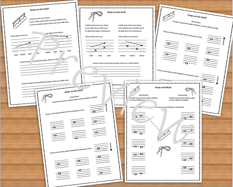 Steps and Skips - Elementary Music Theory, Beginning Music Worksheets ...