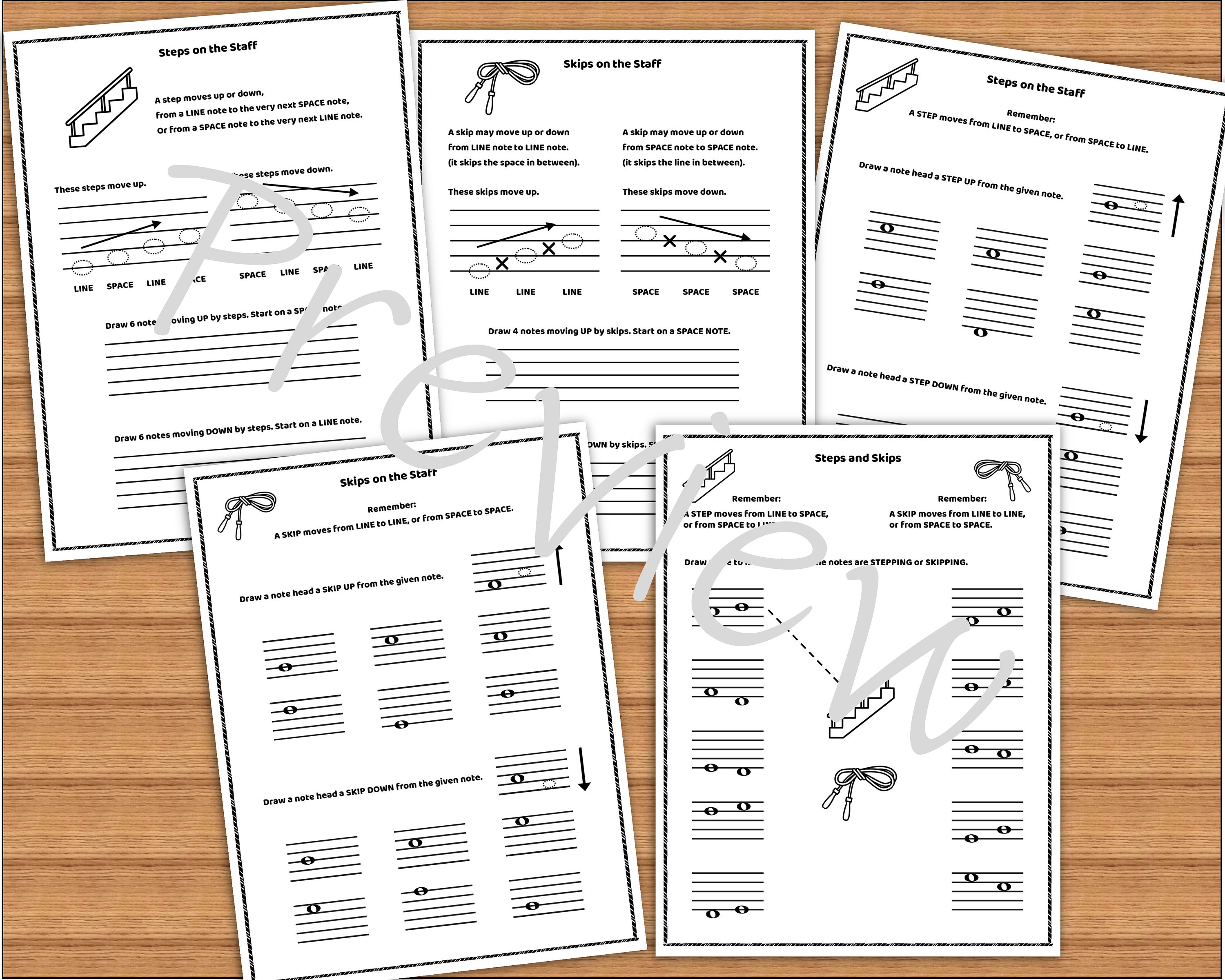 Steps and Skips - Elementary Music Theory, Beginning Music Worksheets ...
