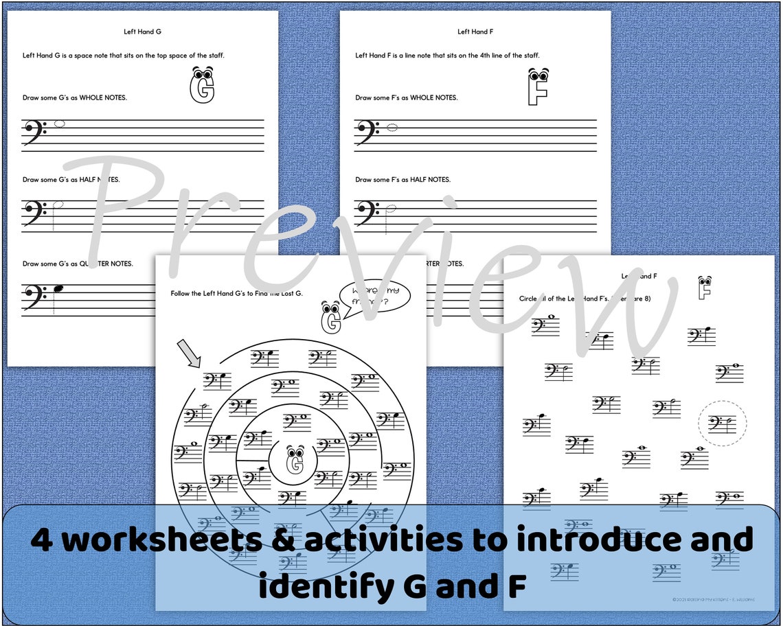 Bass Clef Note Reading for Beginning Piano in Middle C Position Left ...