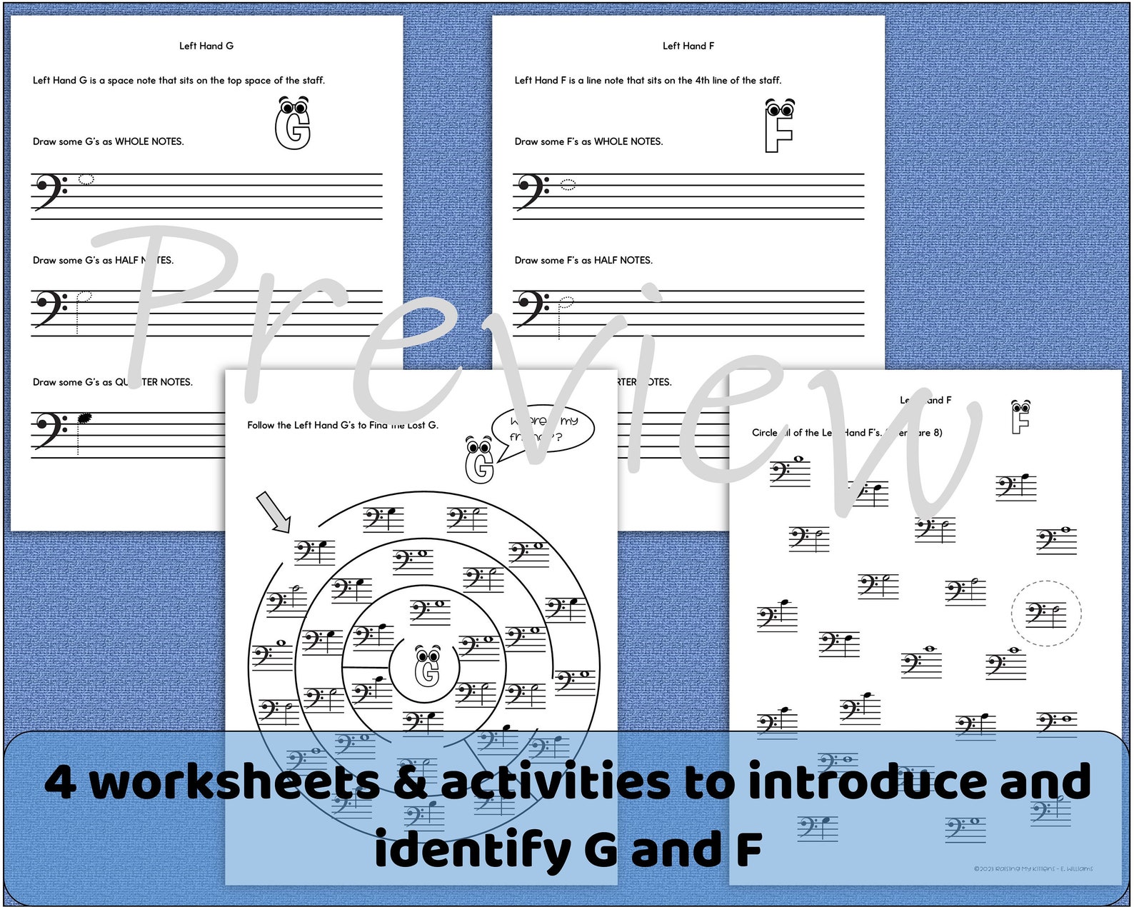 Bass Clef Note Reading for Beginning Piano in Middle C Position Left ...