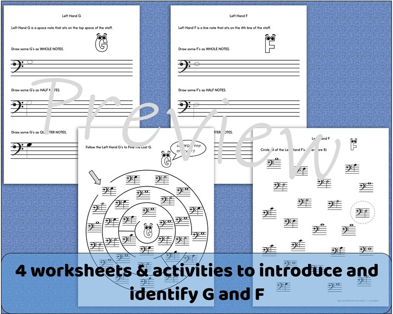 Bass Clef Note Reading for Beginning Piano in Middle C Position Left ...