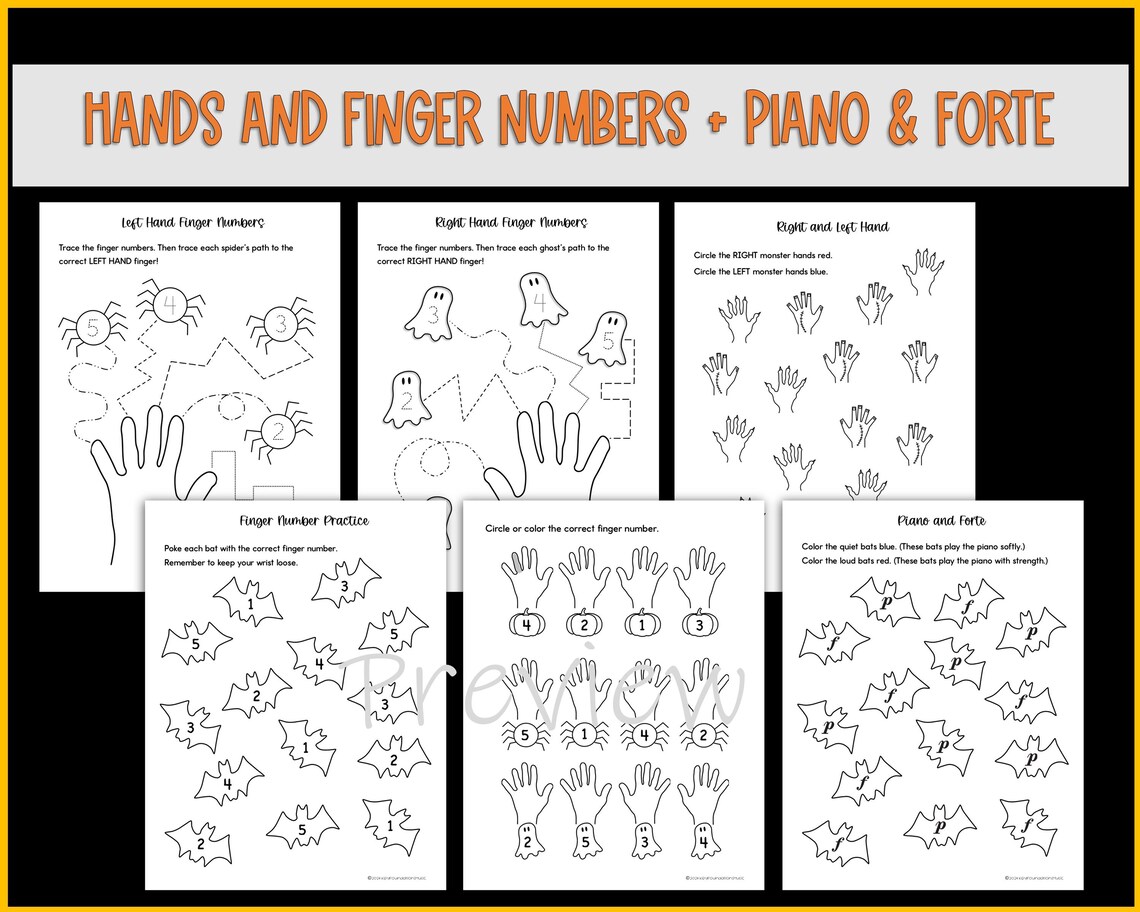 Halloween Music Worksheets for Beginning or Preschool Piano - Fingers ...