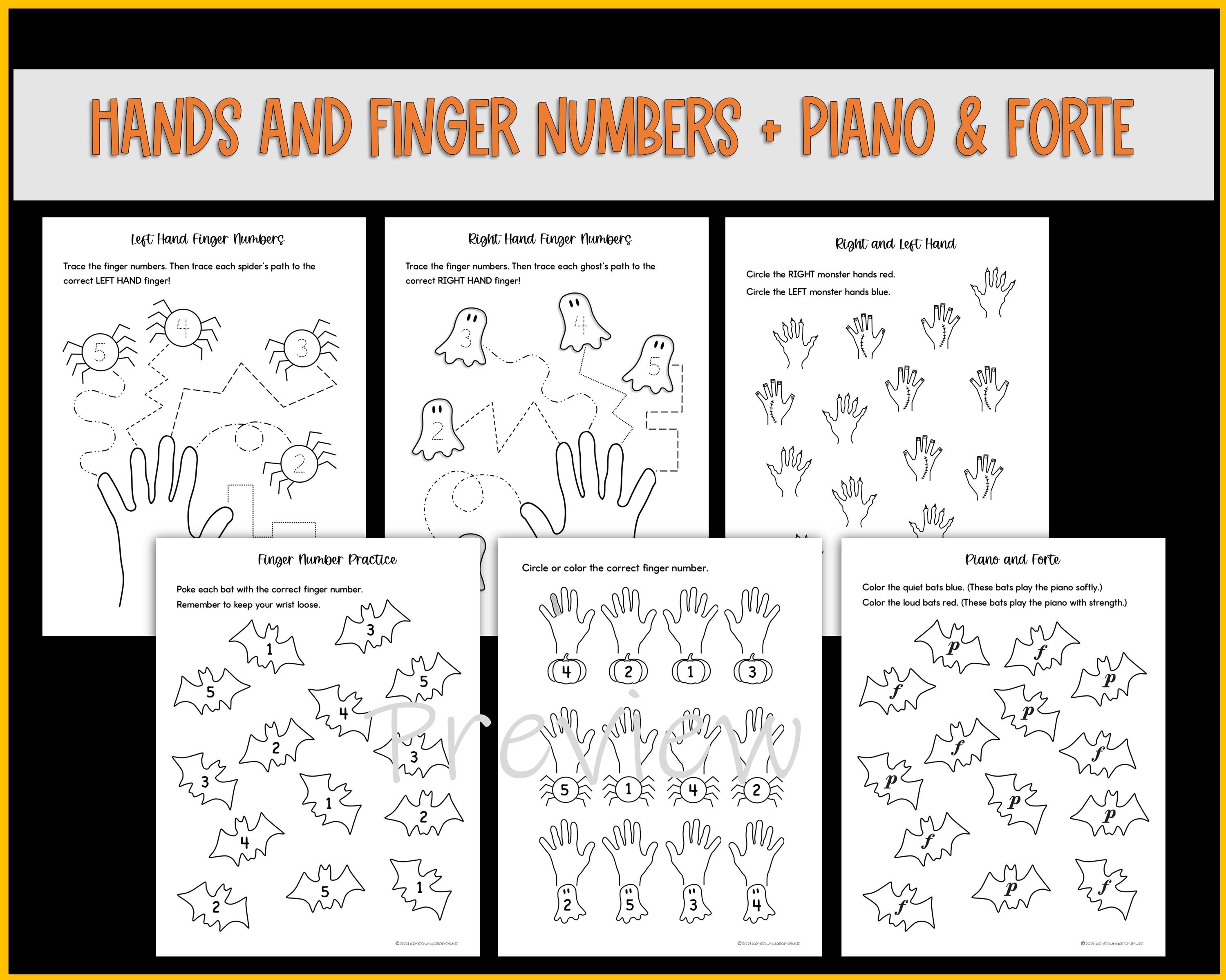Halloween Music Worksheets for Beginning or Preschool Piano - Fingers ...