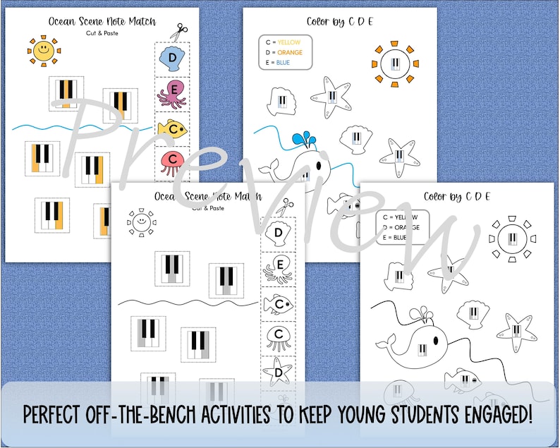 Preschool Piano Music Theory: Ocean-themed Finding CDE Worksheets and ...