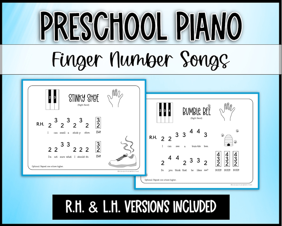 Pre-reading Finger Number Songs for Beginning Piano, Easy Preschool ...