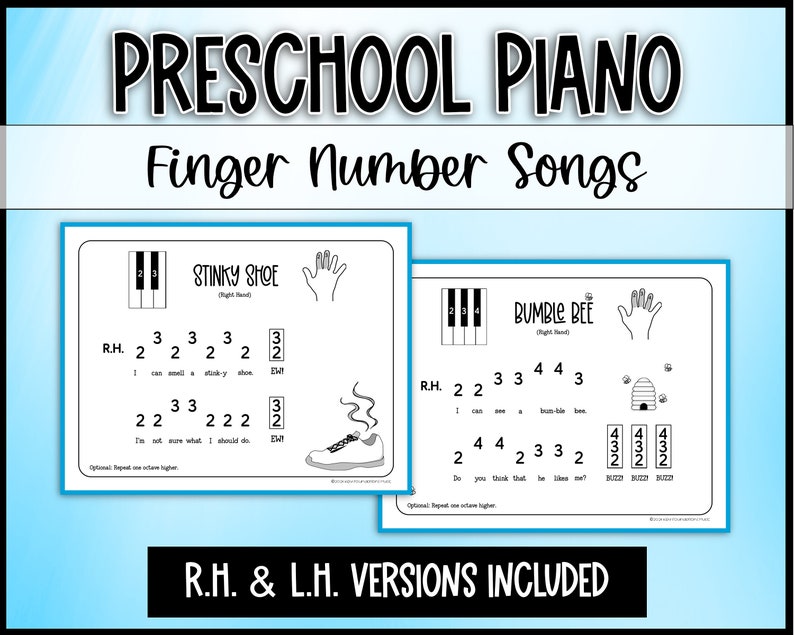 Pre-reading Finger Number Songs for Beginning Piano, Easy Preschool ...