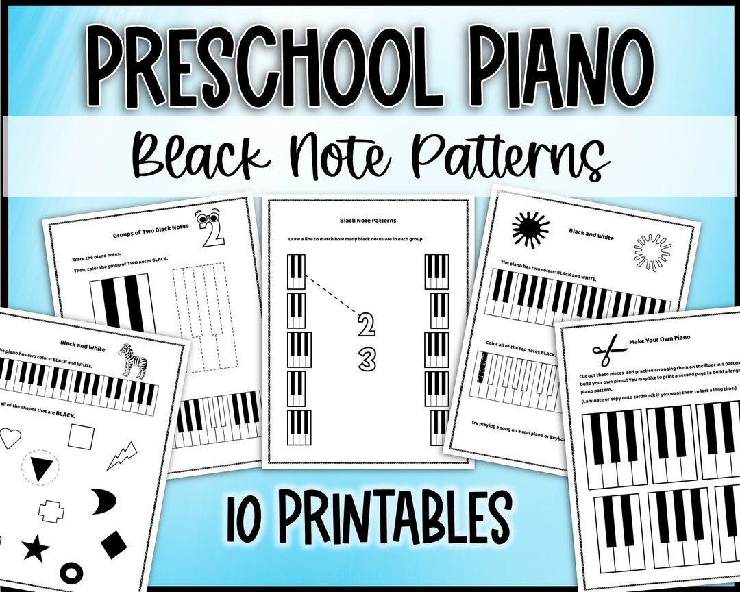 Preschool Piano Worksheets Practice Piano Black Note Patterns Toddler ...