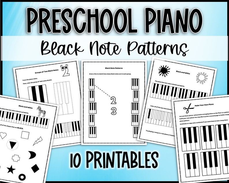 Preschool Piano Worksheets Practice Piano Black Note Patterns Toddler ...
