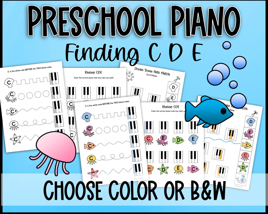 Preschool Piano Music Theory: Ocean-themed Finding CDE Worksheets and ...