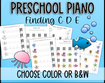 Preschool/beginning Piano Music Theory: Naming White Keys Ocean Themed ...