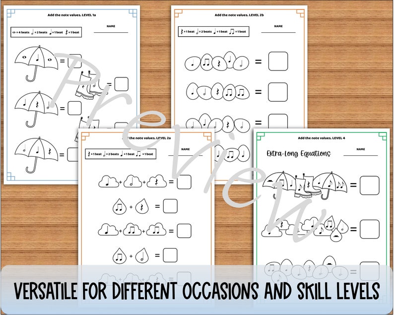 Rhythm Worksheets for Spring: Adding Note Values With Music Math ...
