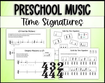 Simple Time Signature Rhythm Worksheets (4/4, 3/4, 2/4) for Preschool ...
