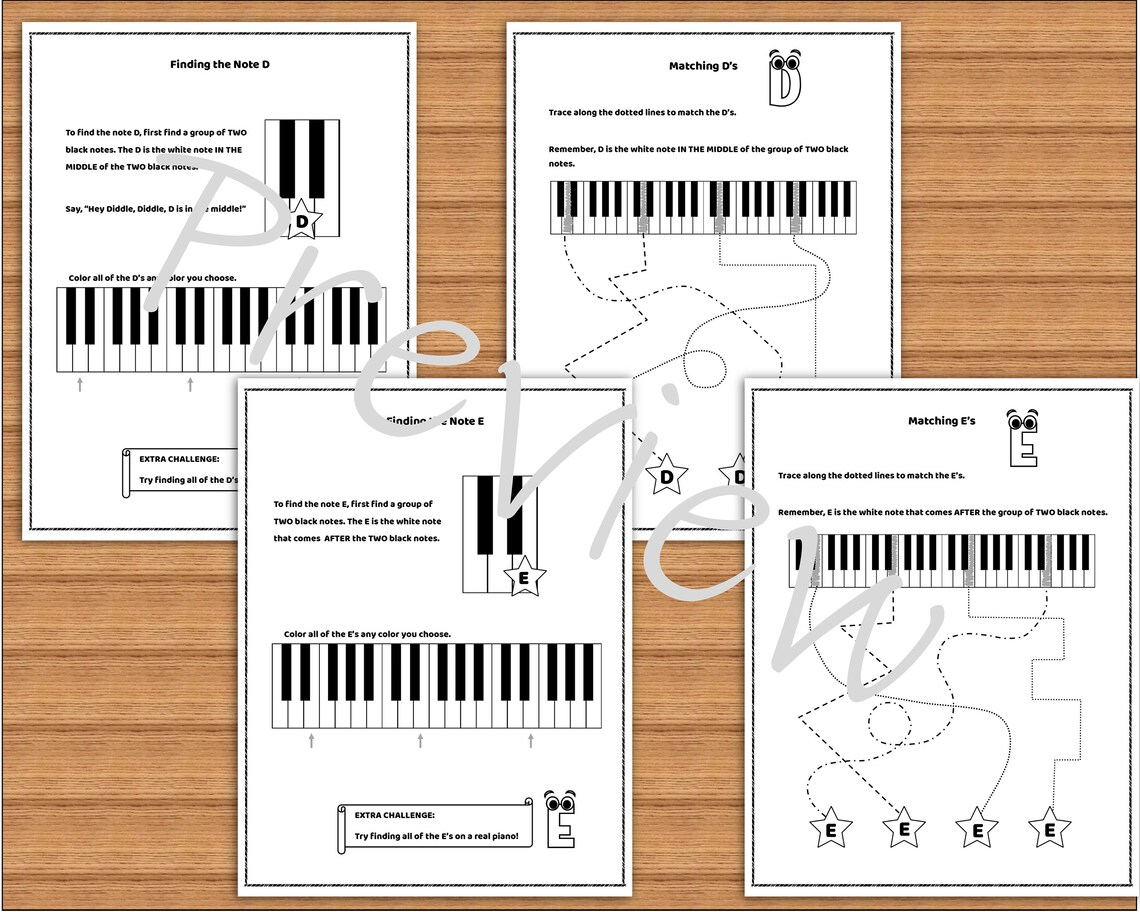 Preschool Piano Worksheets: Activities to Practice Finding CDE ...