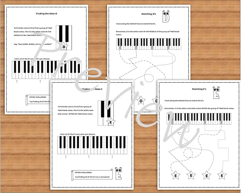 Preschool Piano Worksheets: Activities to Practice Finding CDE ...