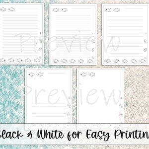Ocean Animals Writing Paper - Printable Lined and Blank: Wide-ruled ...