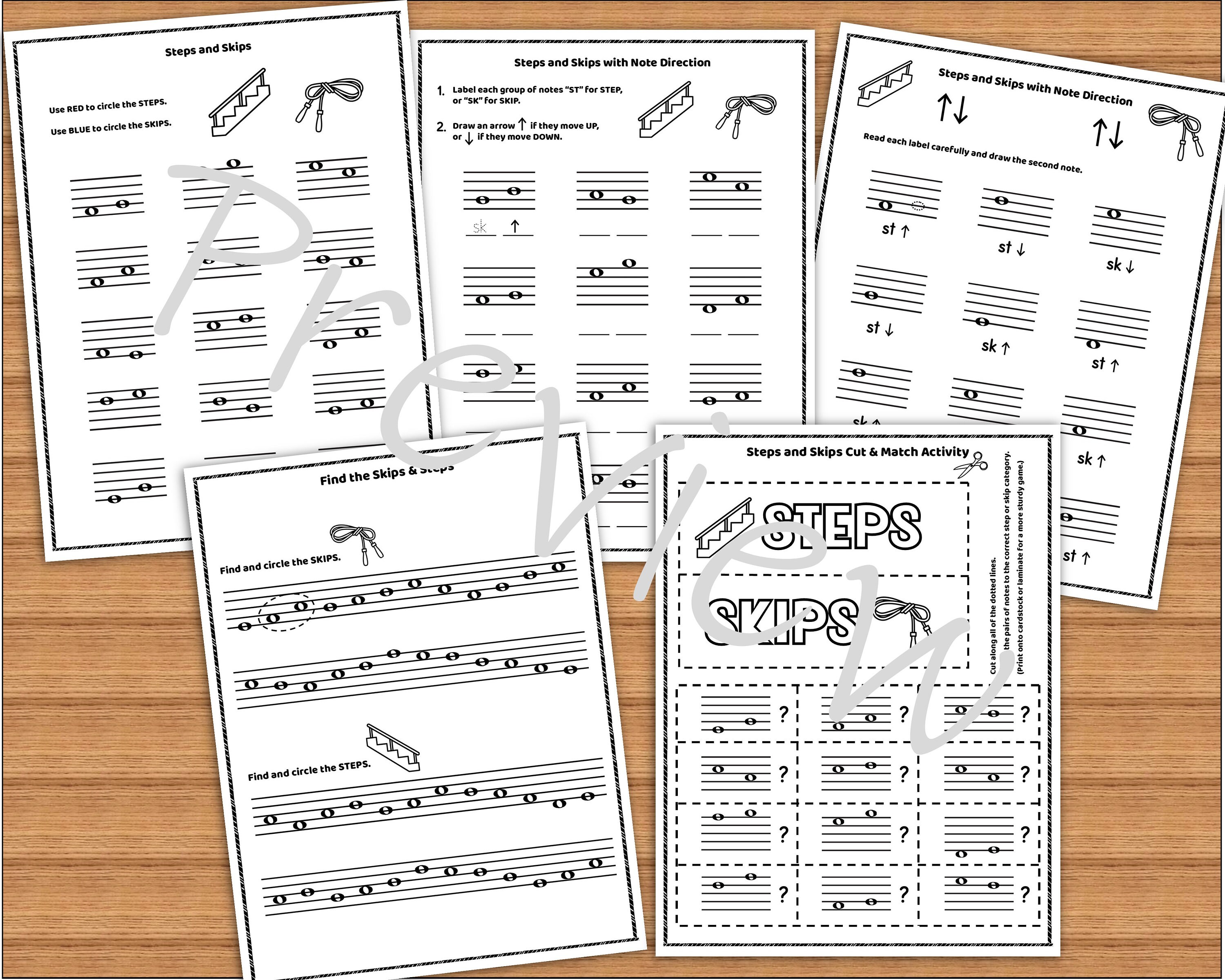 Steps and Skips - Elementary Music Theory, Beginning Music Worksheets ...