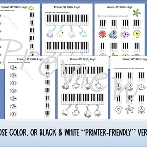 Preschool/beginning Piano Music Theory: Naming White Keys Ocean Themed ...