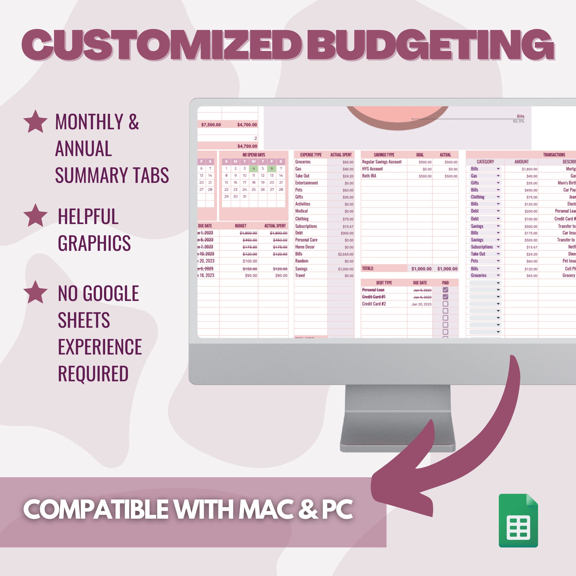 ULTIMATE Monthly Budget Google Spreadsheet for Finances and Expenses ...