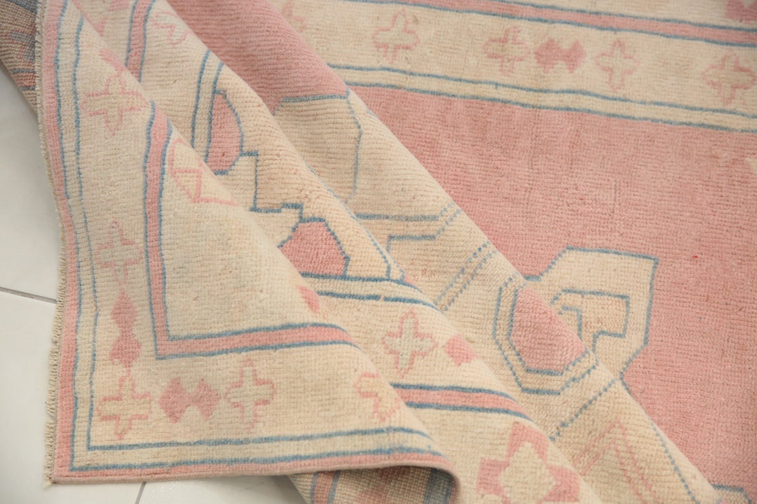 Traditional Rug, Blush Pink Rug, Soft Pile Area Rug, Handmade Rug ...