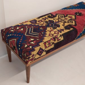 Vintage Rug Bench, Bohemian Bench, Bedroom Bench, Sitting Bench, Coffee ...