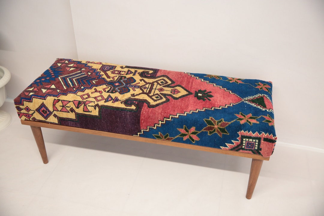 Vintage Rug Bench, Bohemian Bench, Bedroom Bench, Sitting Bench, Coffee ...