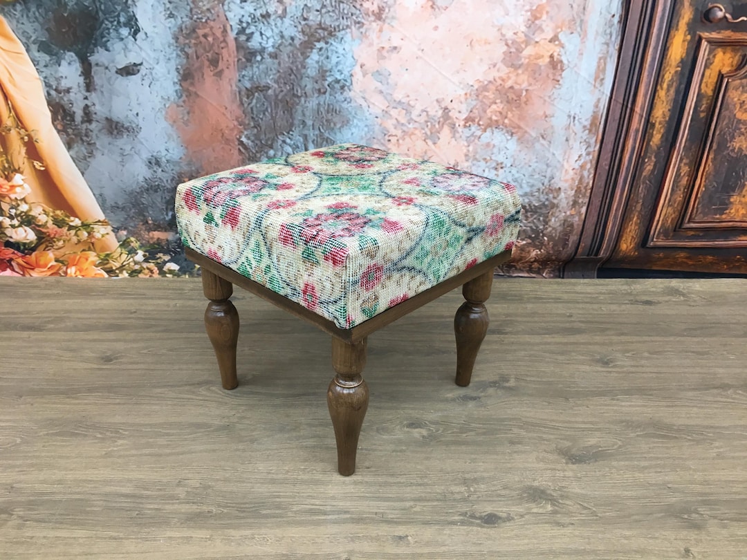 Turkish Rug Seat, Bench for Outdoor, Saloon Pouf Stool, Botanical Bench ...