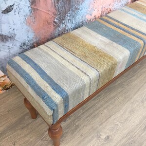 End of Bed Bench, Striped Kilim Bench, Hallway Bench, Blanket Bench ...