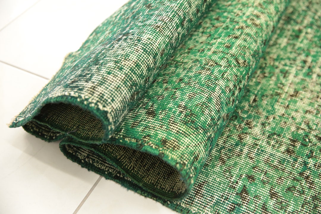 Handmade Green Rug, Vernal Rug, Low Pile Rug, Aesthetic Rug, Preppy Rug ...