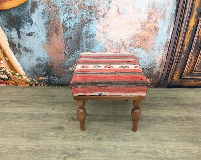 Ottoman Bench, Kilim Covered Bench, Bathroom Bench, Stool for Chair ...