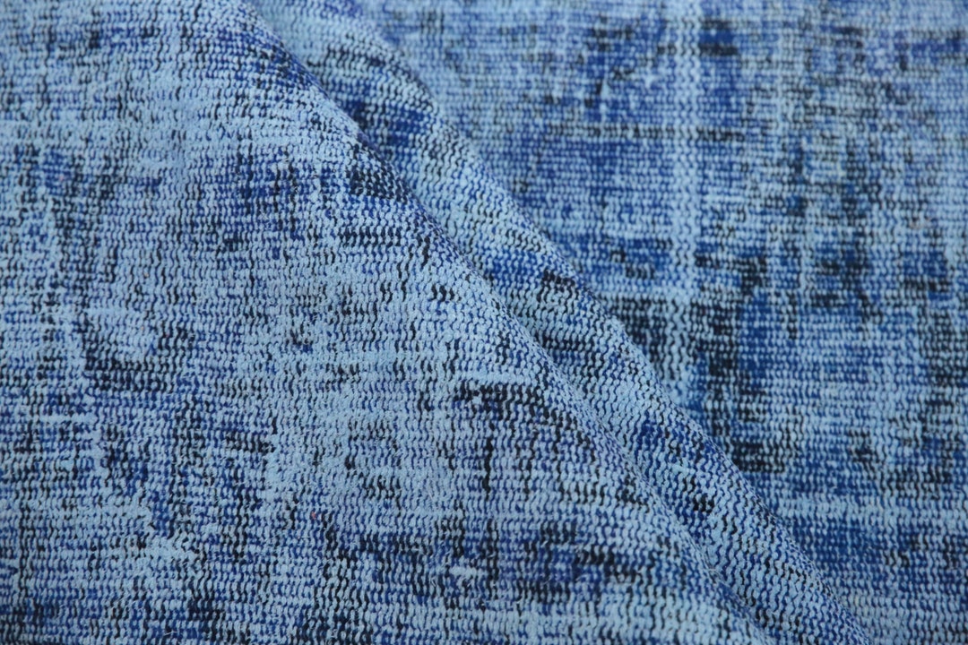 Oushak Wool Rug, Blue Rug for Bedroom, Handmade Rug, Overdyed Turkish ...