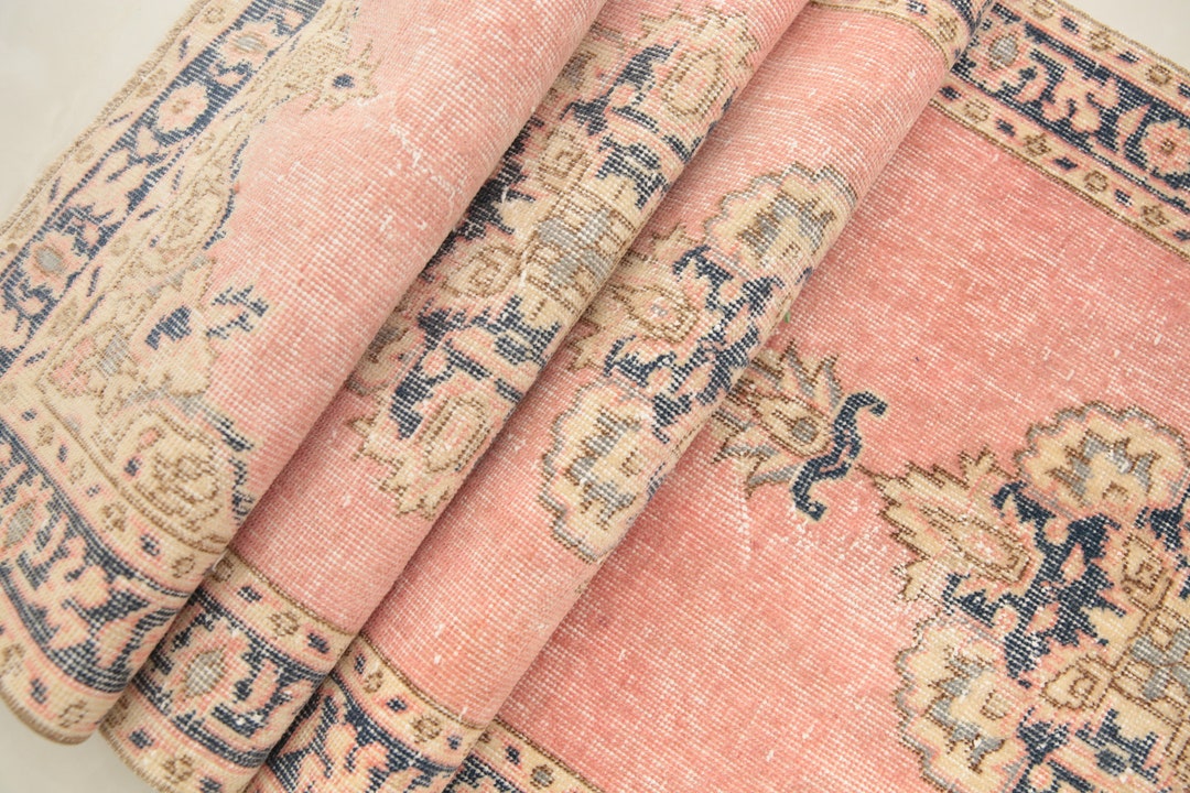 Oriental Pink Rug, Bohemian Wool Rug, Corridor Rug, Turkish Vintage Rug ...