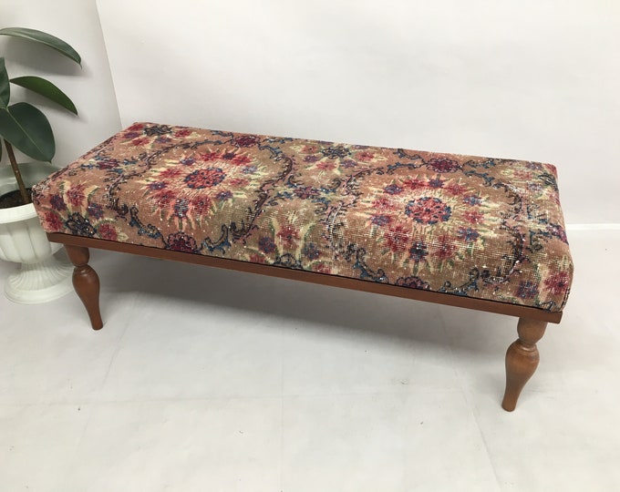 Vintage Rug Bench, Piano Bench, Hallway Bench, Handmade Furniture ...