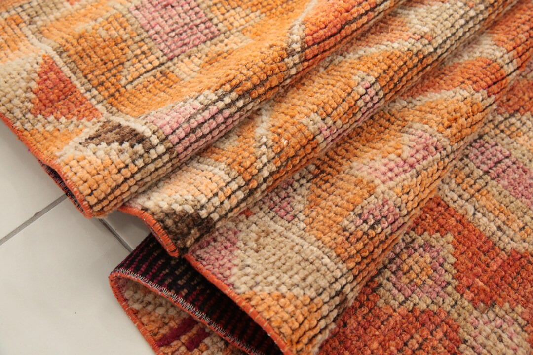 Pastel Color Rug, Herki Runner Rug, Entryway Rug, Handmade Oushak Rug ...