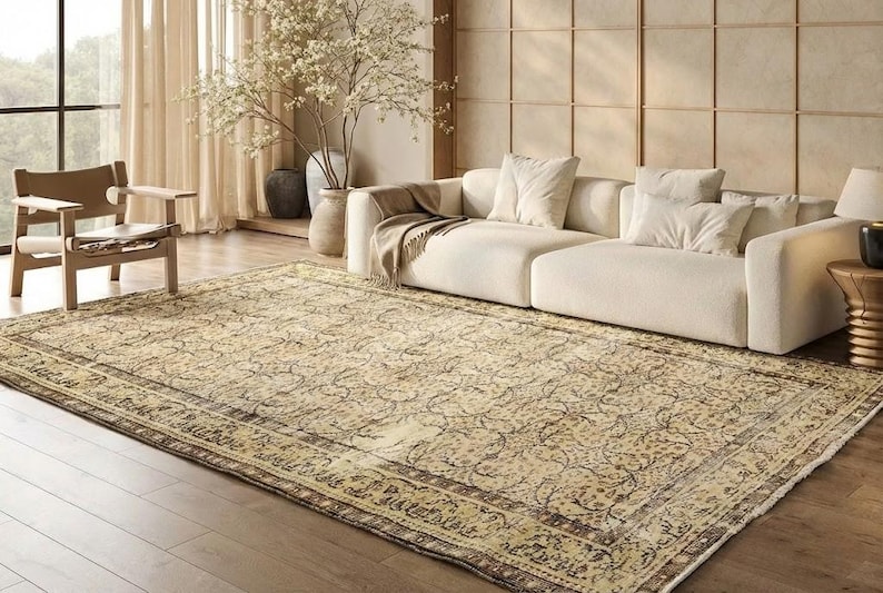 Architect Gift Idea | Distressed Geometric Vintage Rug for Study, 5x9 ...