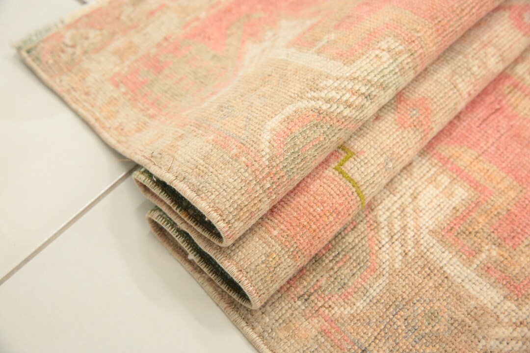 Genuine Rug, Oushak Pink Rug, Welcome Rug, Rugs for Kitchen, Pastel Rug ...