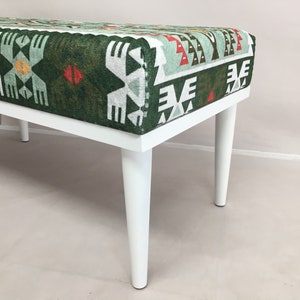 Desk Bench, Green Upholstered Bench, Vanity Bench, Retro Bench, Living ...