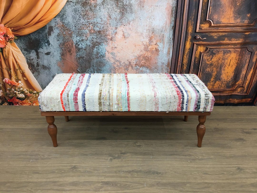 Kilim Covered Bench, Blanket Bench, Window Bench, Handmade Bench ...