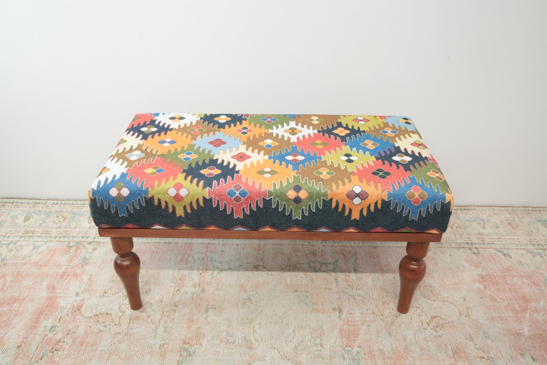 Footstool Bench Sitting Bench Bohemian Bench Ottoman Bench - Etsy