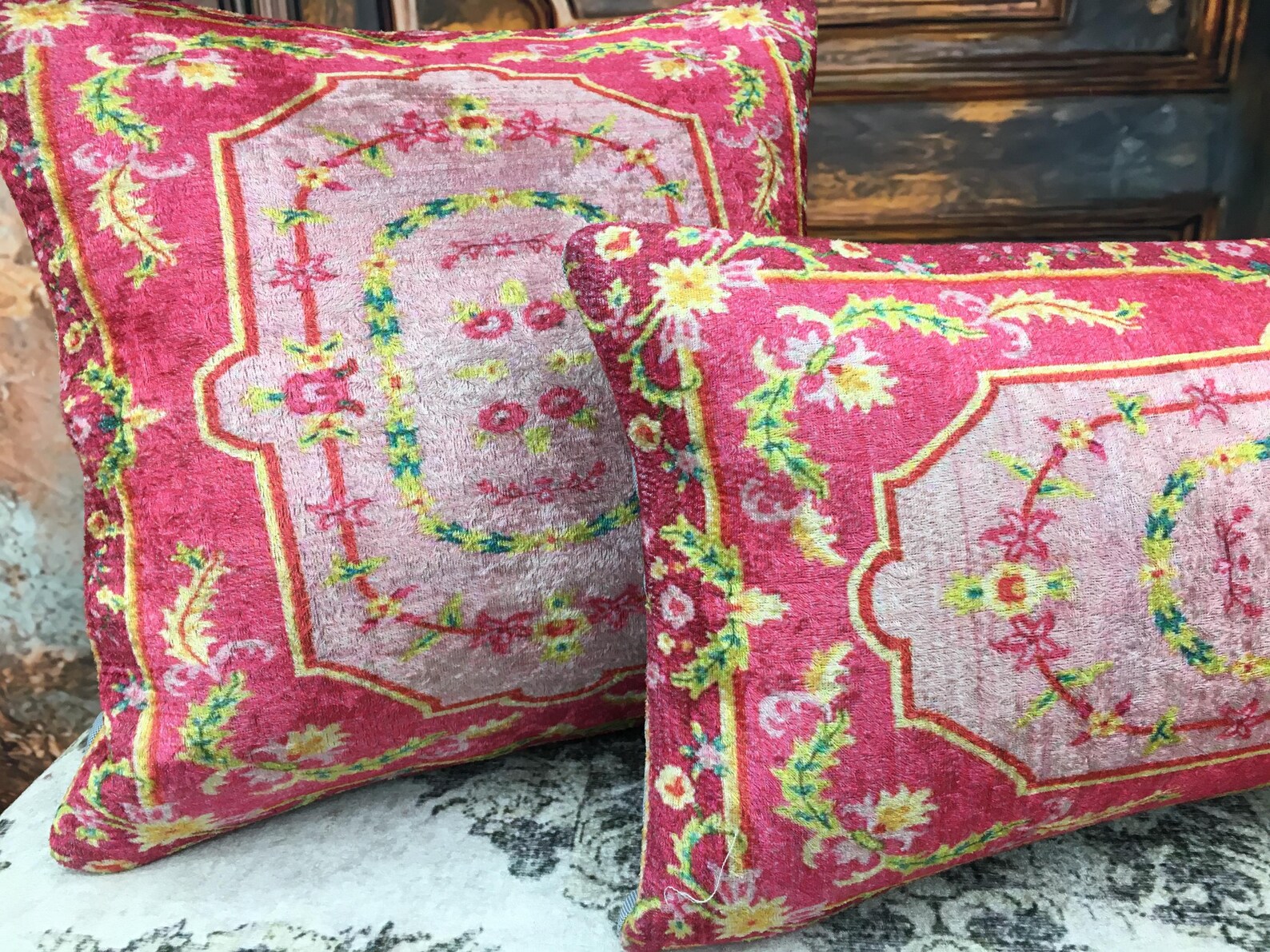 Pastel Color Pillow, Pink Lumbar Pillow, Flower Design Pillow, Pretty ...