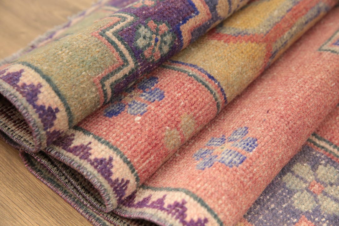 Peach Color Rug, Jute Wool Rug, Floral Rug, Handmade Turkish Rug ...