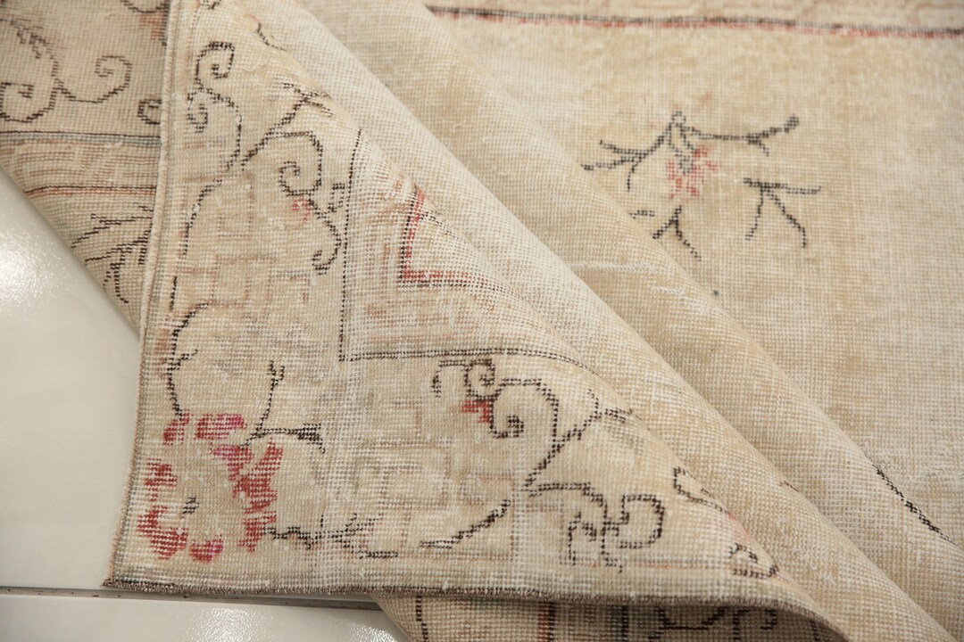 Bohemian Wool Rug, Tan Color Rug, Retro Rug, Bordered Rug, Turkish ...