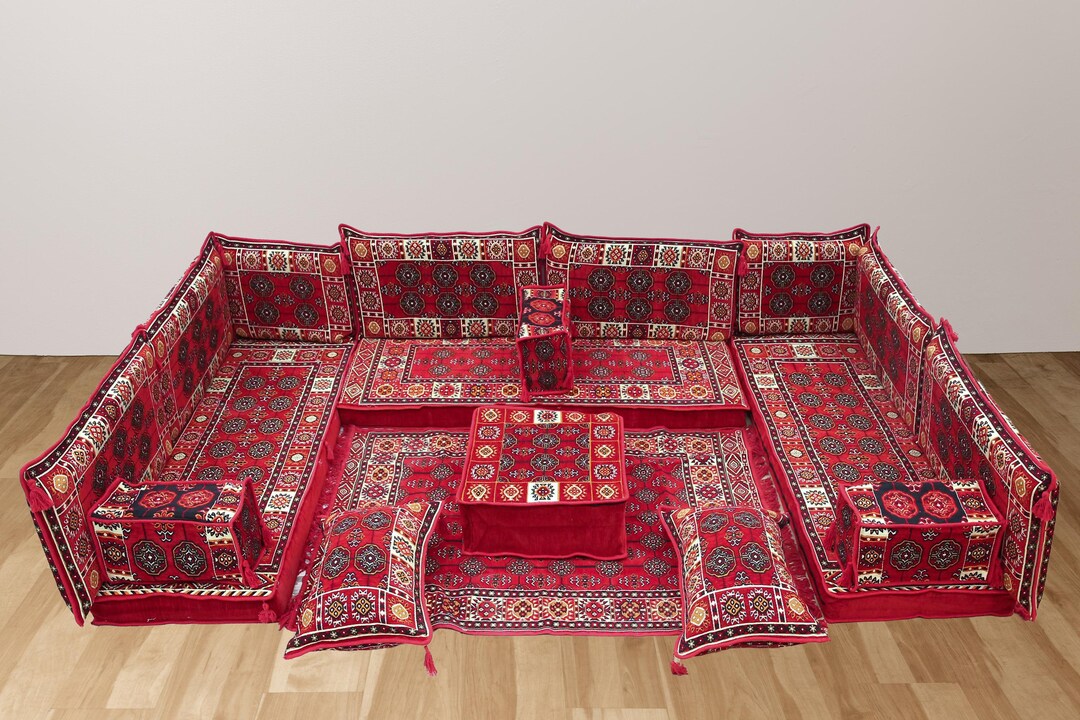 Red Kilim Majlis Sofa, Handmade Arabic Sofa, U Shape Sofa, L Shape Sofa ...