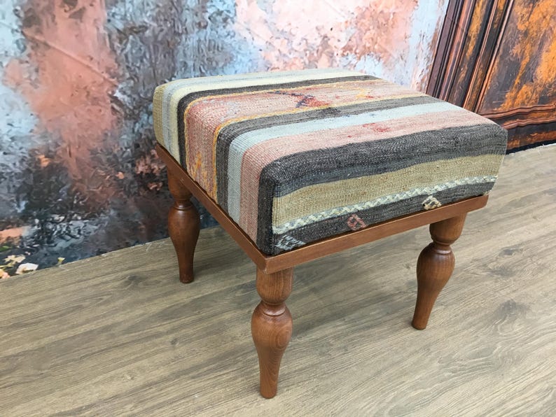 Kilim Ottoman Bench, Dressing Table Bench, Pouf Bench, Bar Bench, Shoe ...