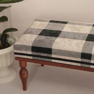 Desk Bench, Plaid Bench, End of Bed Bench, Wood Work Bench, Entryway ...